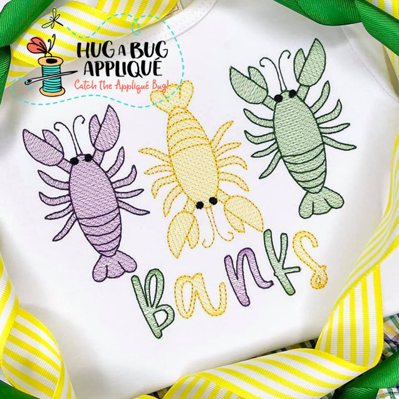 Crawfish Trio Sketch Stitch Embroidery Design 5x7 6x10 8x8 - Etsy