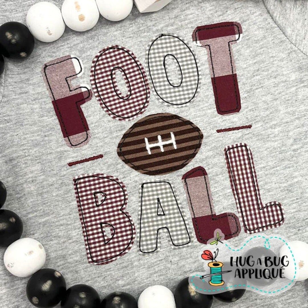 Football Word Art Bean Stitch Applique Design 5x7 6x6 7x7 8x8 9x9 - Etsy