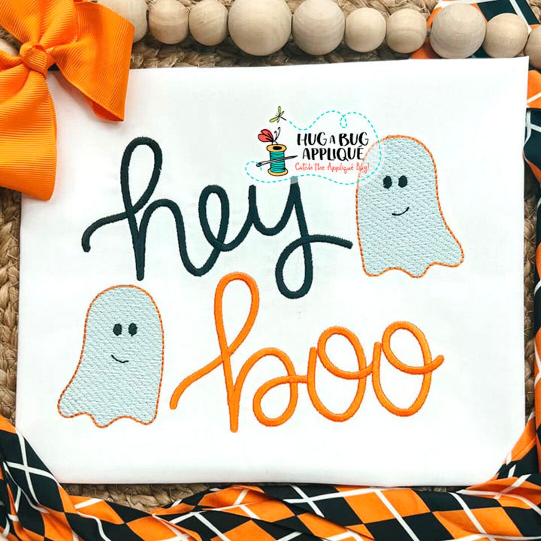 Hey Boo Sketch Stitch Embroidery Design 5x7 6x10 8x8 9x9 8x12 - Etsy