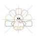 Cute Turkey Thanksgiving Zig Zag Stitch Applique Design 5x7 6x10 8x8 ...
