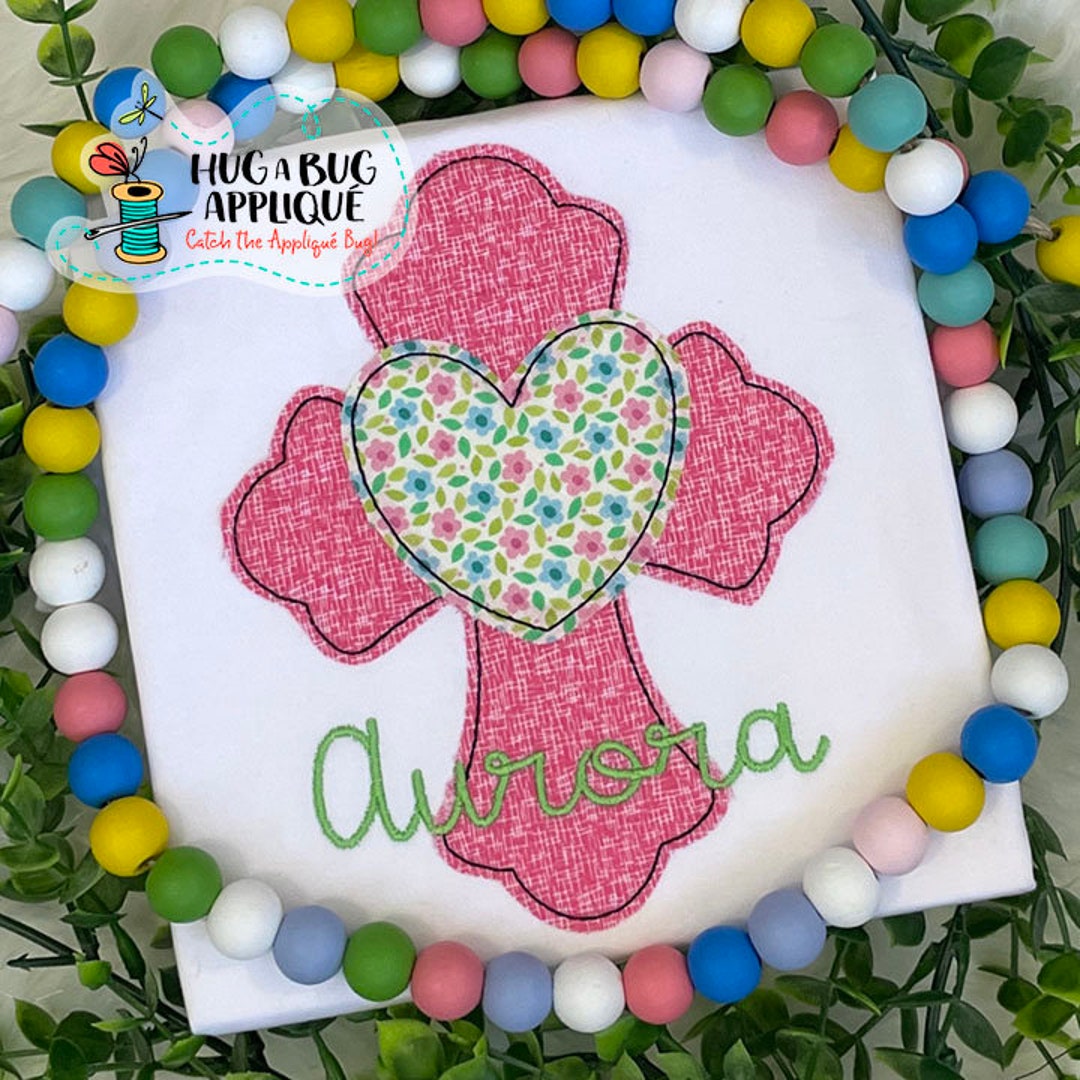 Cross Heart Bean Stitch Applique Design 5x7 6x10 8x8 9x9 8x12 - Etsy