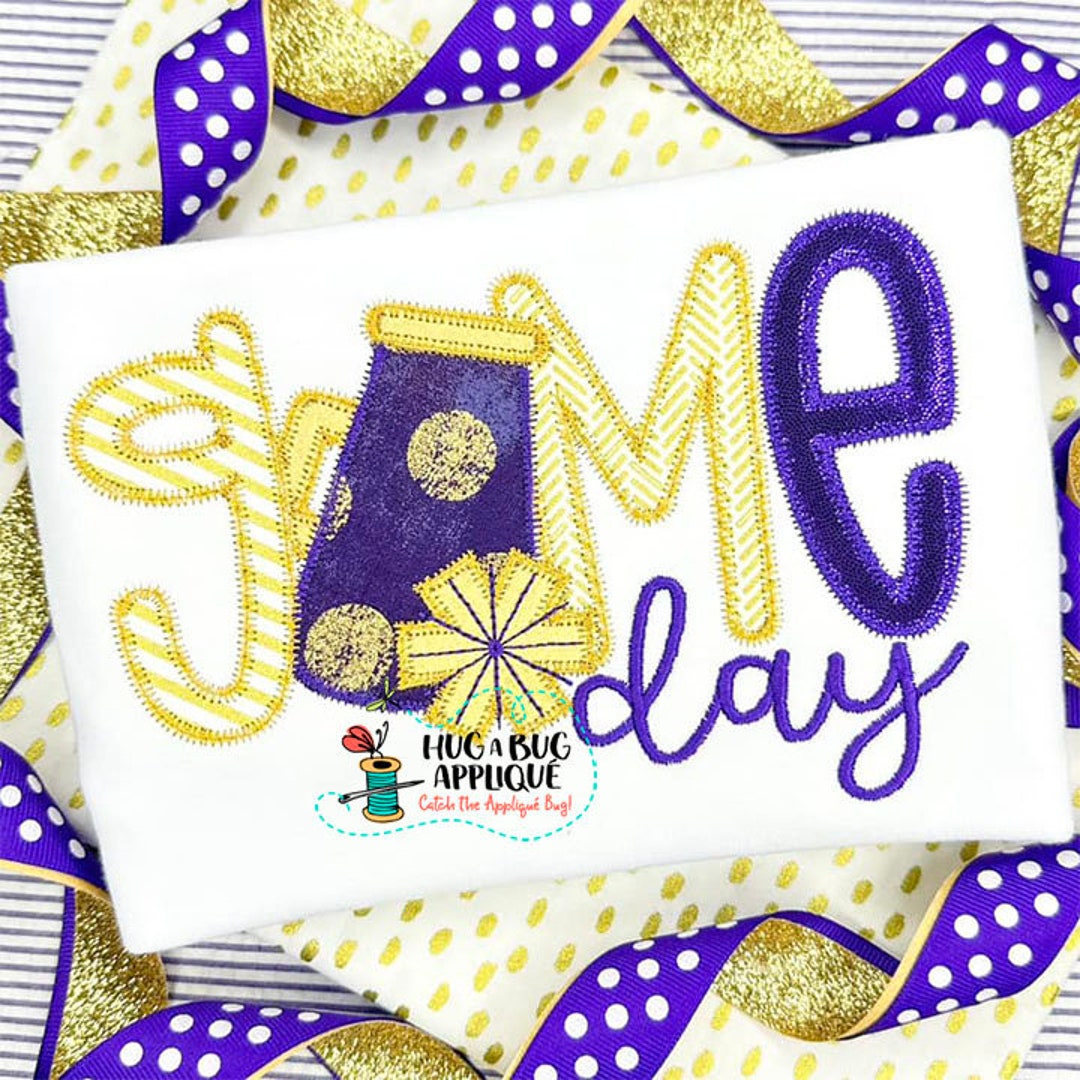 Game Day Megaphone Zig Zag Stitch Applique Design 5x7 6x10 8x8 8x12 9x9 ...