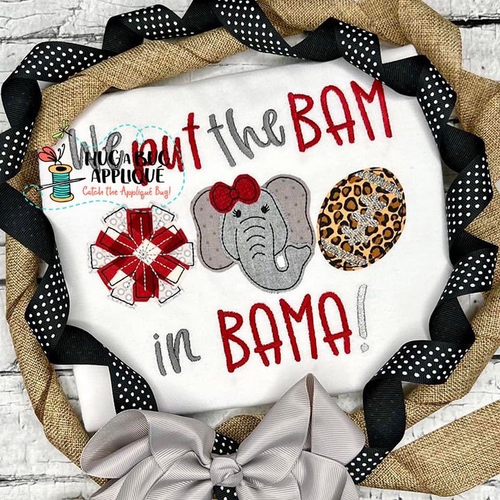 Cheer Elephant Football Bean Stitch Applique Design 5x7 6x10 8x8 8x12 ...