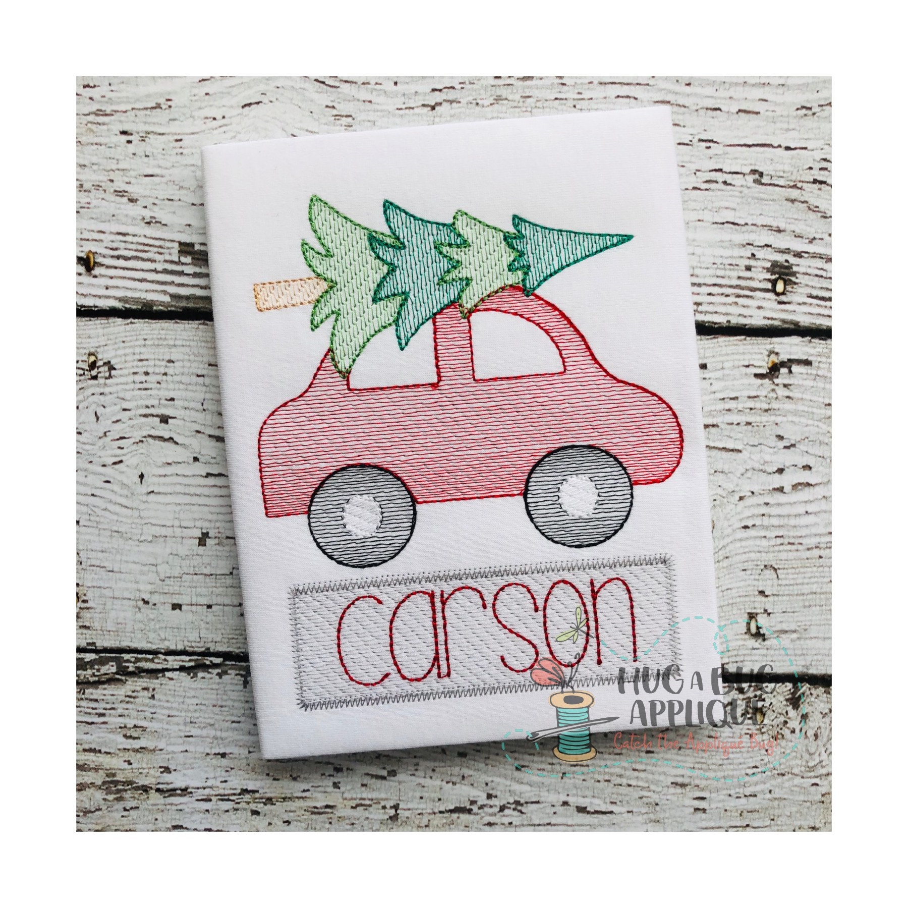 Christmas Tree Car Sketch Embroidery Design 4x4 5x7 6x10 9x9 - Etsy