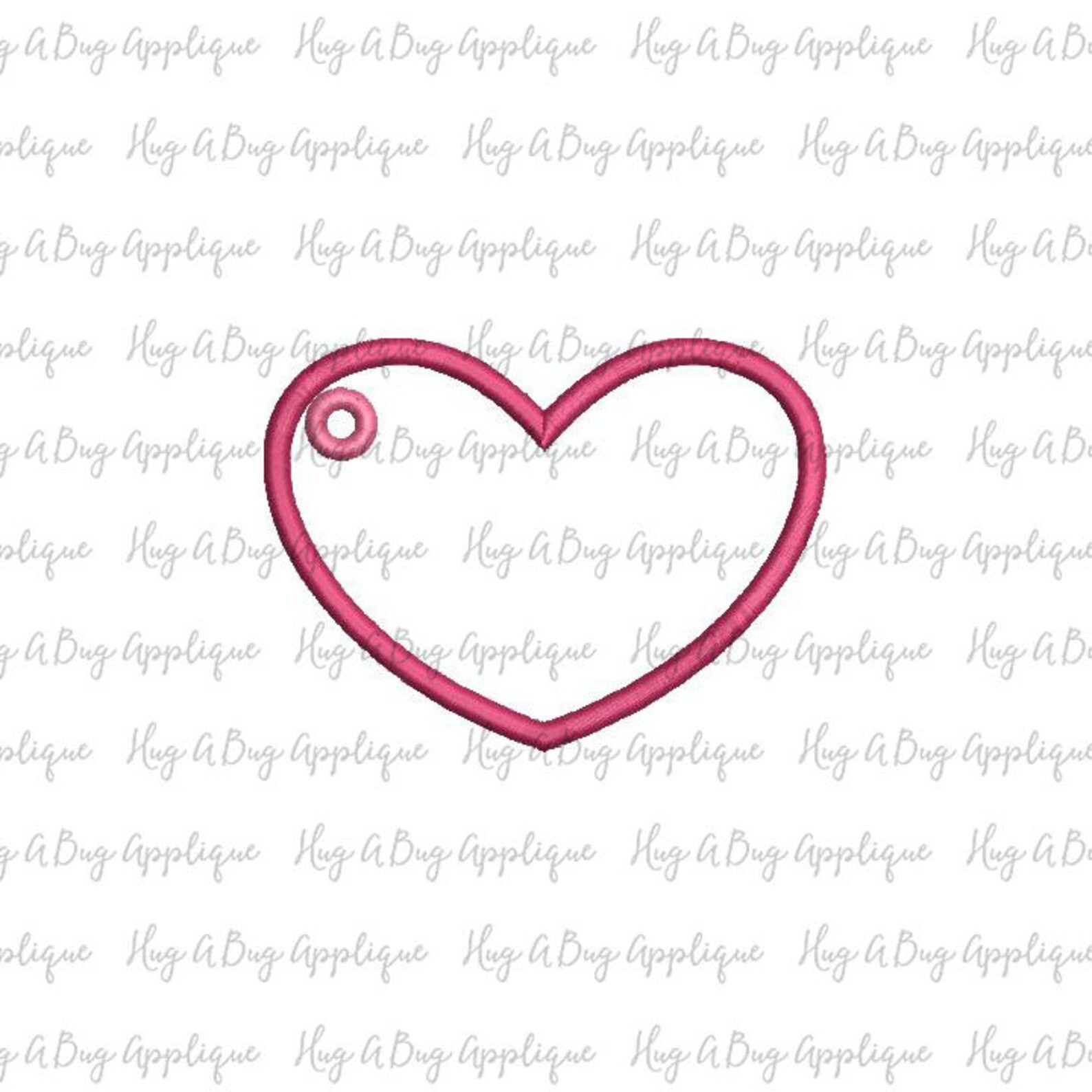 Heart Bag Tag in the Hoop Applique Design 4" 4.5" 5" 5.5" 6" - Etsy