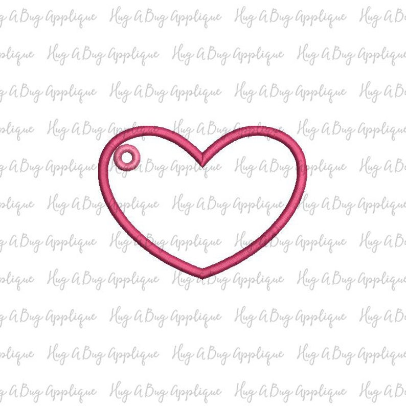 Heart Bag Tag in the Hoop Applique Design 4" 4.5" 5" 5.5" 6" - Etsy