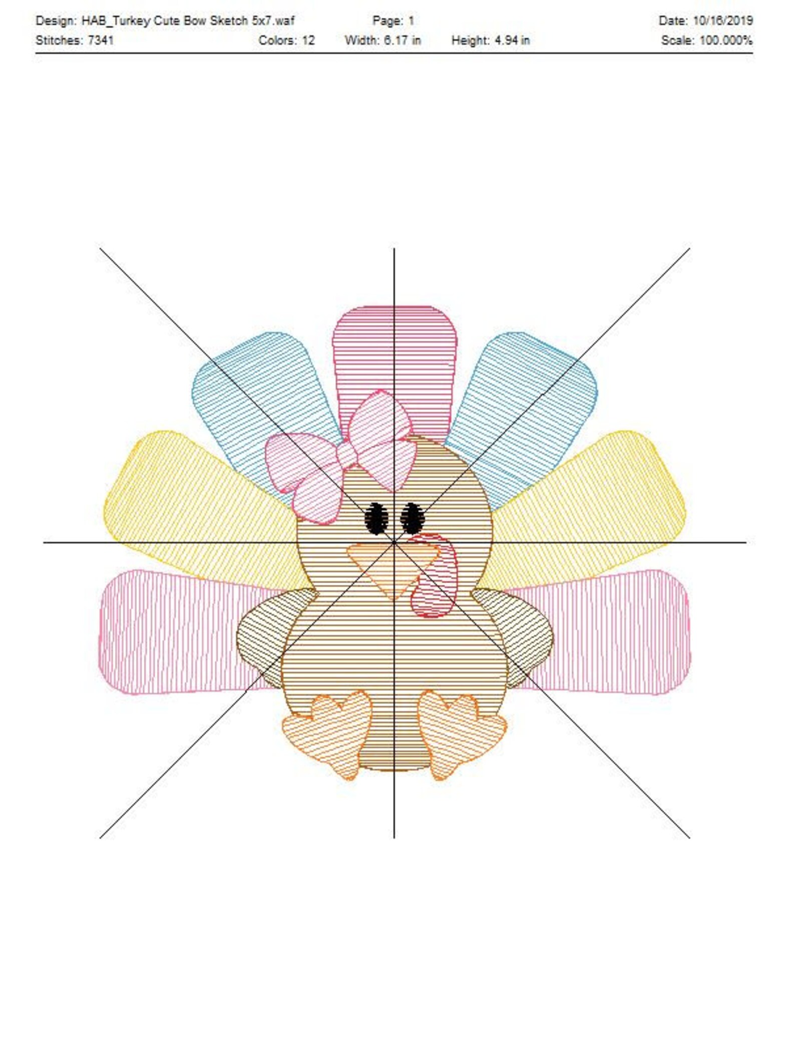 Thanksgiving Turkey Girl Sketch Stitch Embroidery Design 4x4 - Etsy