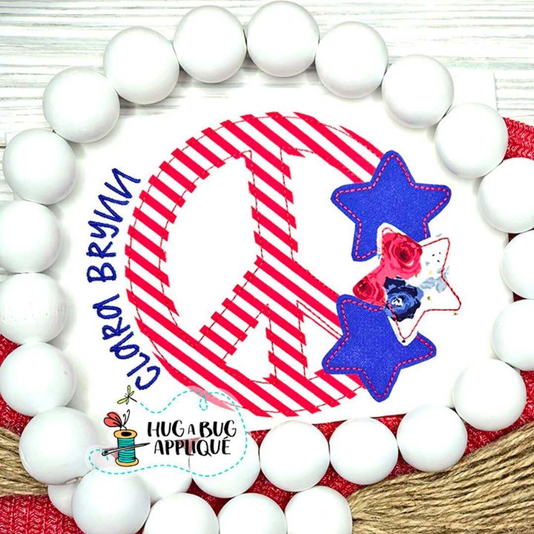 Peace Stars Bean Stitch Applique Design 5x7 6x10 8x8 8x12 9x9 - Etsy
