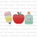 Pencil Apple Glue Trio School Sketch Stitch Embroidery Design 5x7 6x10 ...
