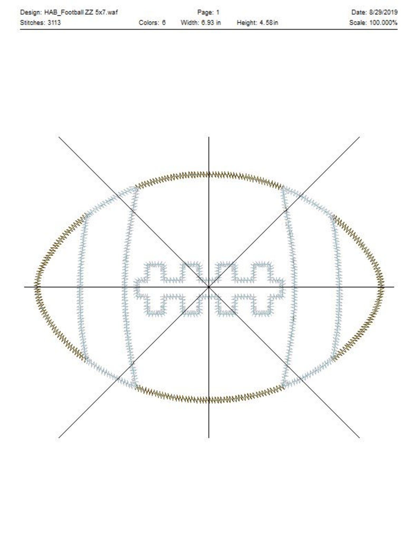 Football Zig Zag Stitch Applique Design 5x7 6x10 8x8 8x12 9x9 - Etsy