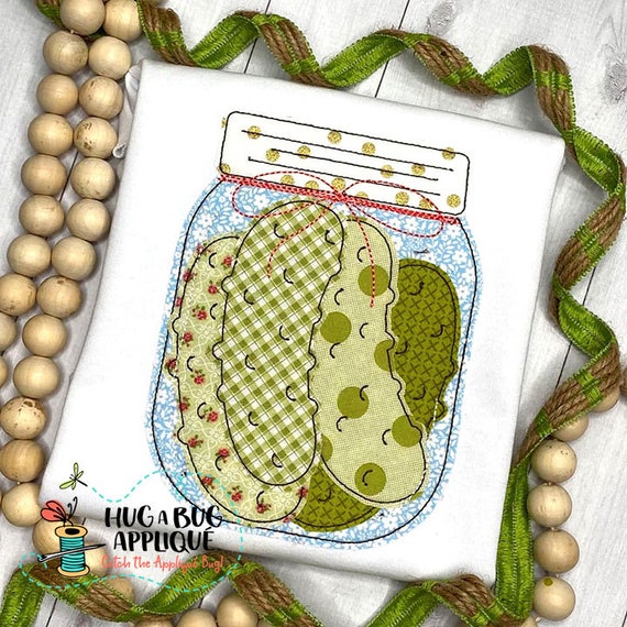 Jar Pickles Bean Stitch Applique Design 5x7 6x10 8x8 8x12 9x9 - Etsy