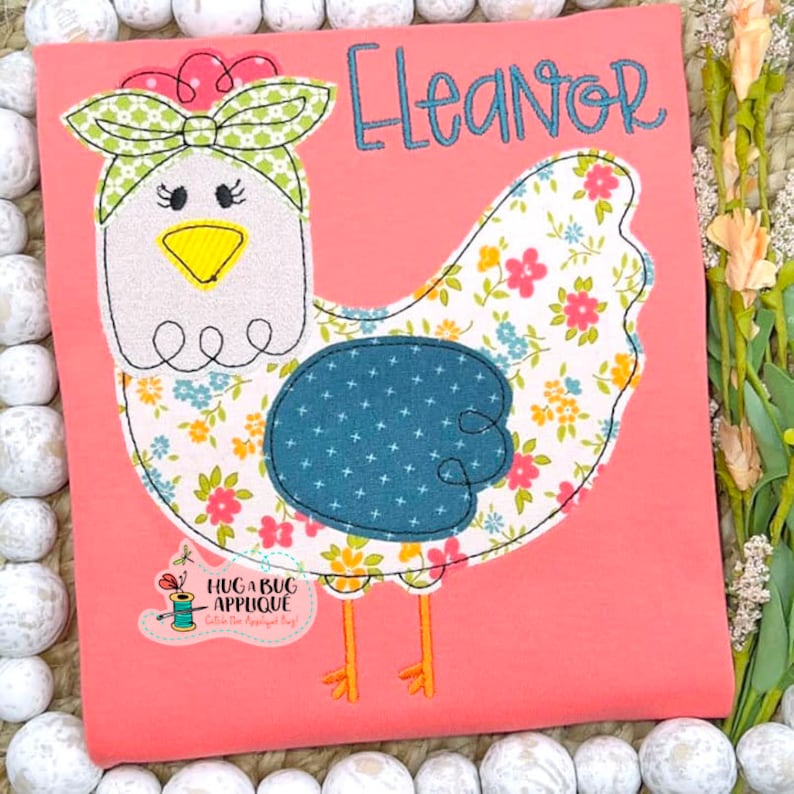 Chicken Bandana Bean Stitch Applique Design 5x7 6x10 8x8 8x12 9x9 - Etsy