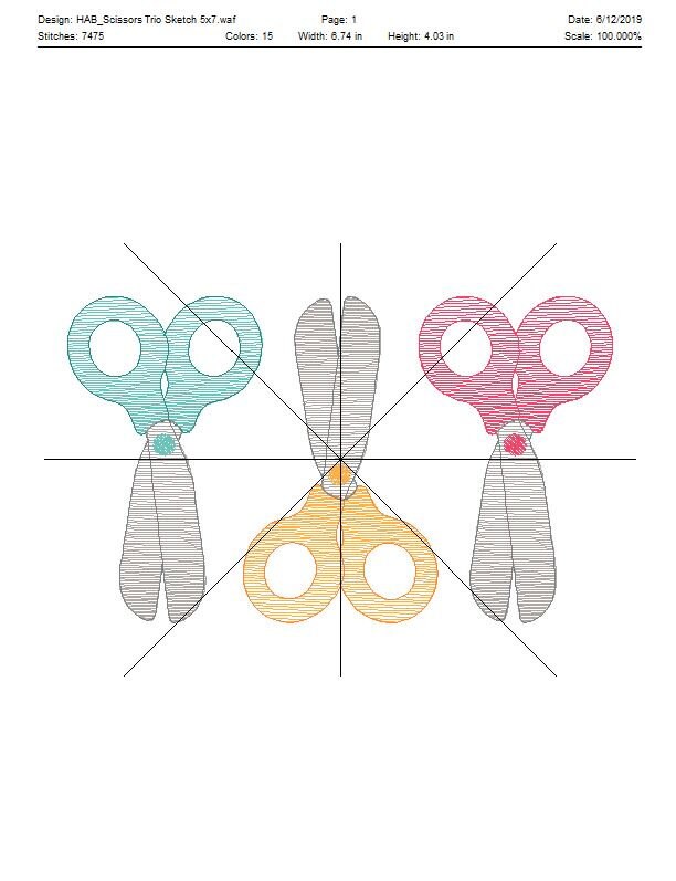 School Scissors Sketch Stitch Embroidery Design 5x7 6x10 8x8 | Etsy