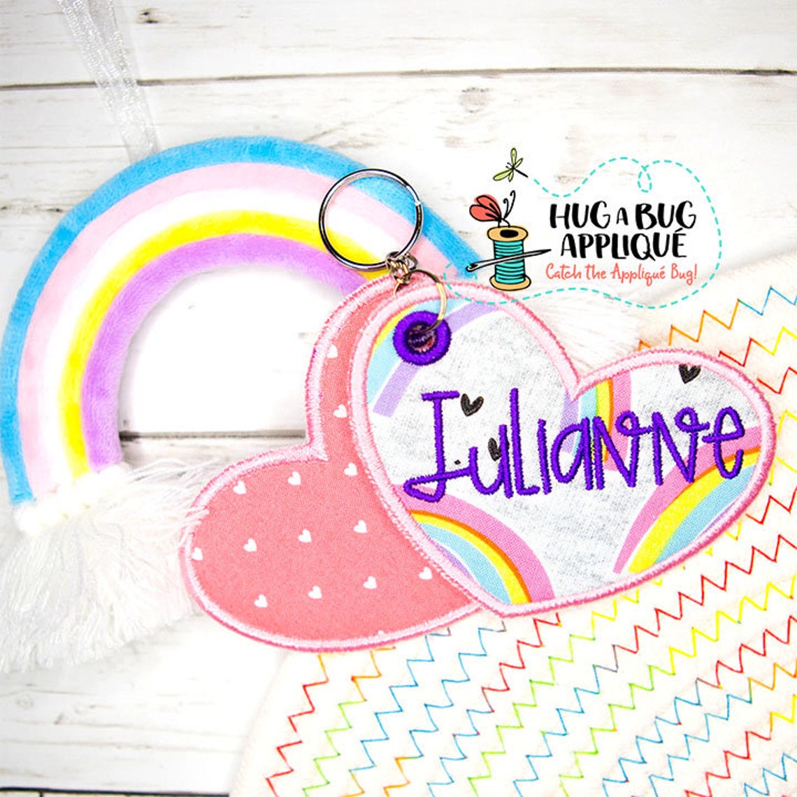 Heart Bag Tag in the Hoop Applique Design 4" 4.5" 5" 5.5" 6" - Etsy