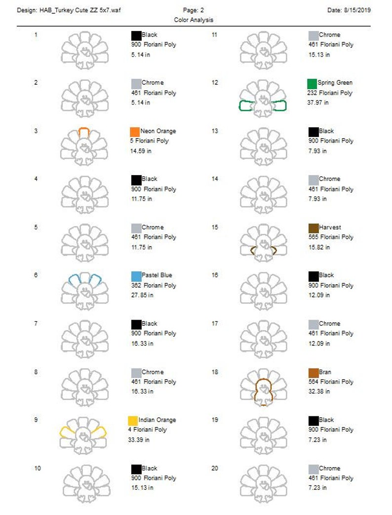 Cute Turkey Thanksgiving Zig Zag Stitch Applique Design 5x7 6x10 8x8 ...