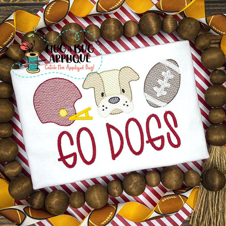Helmet Bulldog Football Sketch Stitch Embroidery Design 5x7 6x10 8x8 ...