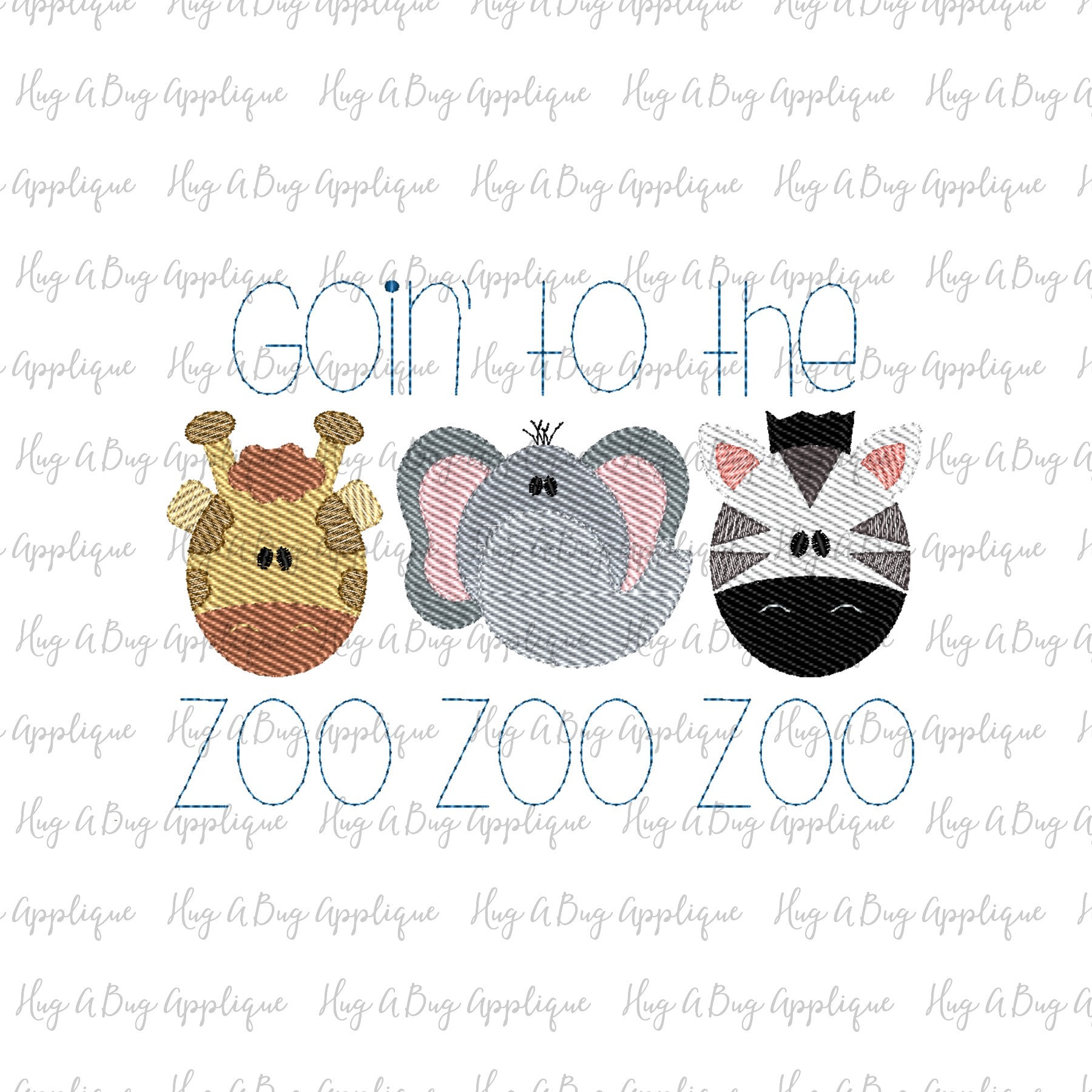 Zoo Trio Sketch Stitch Embroidery Design 5x7 6x10 8x8 9x9 - Etsy