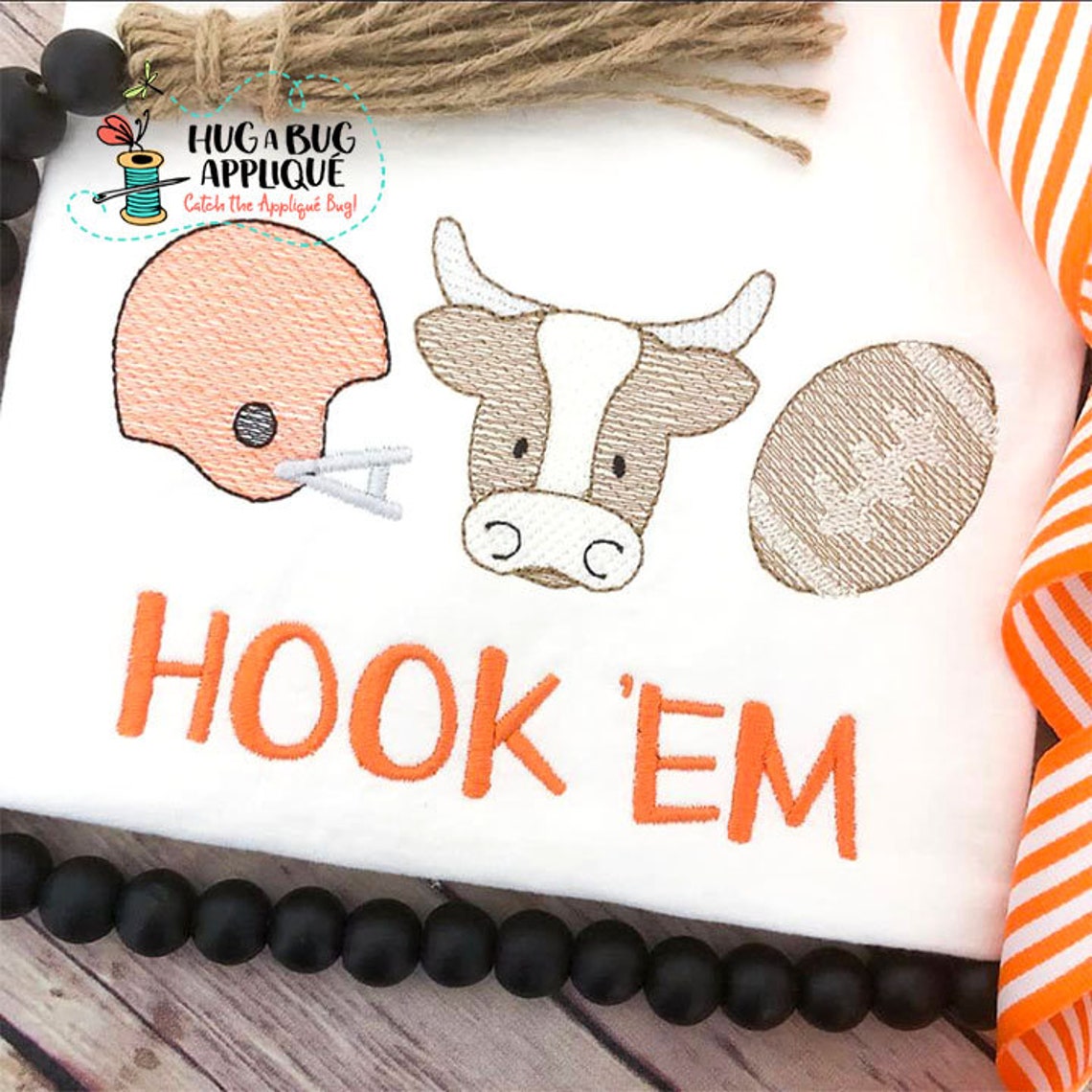 Helmet Longhorn Football Sketch Stitch Embroidery Design 5x7 - Etsy
