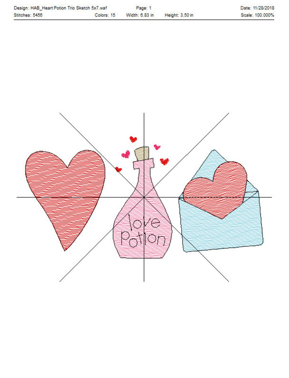 Heart Potion Letter Valentine Sketch Stitch Embroidery Design 5x7 6x10 ...
