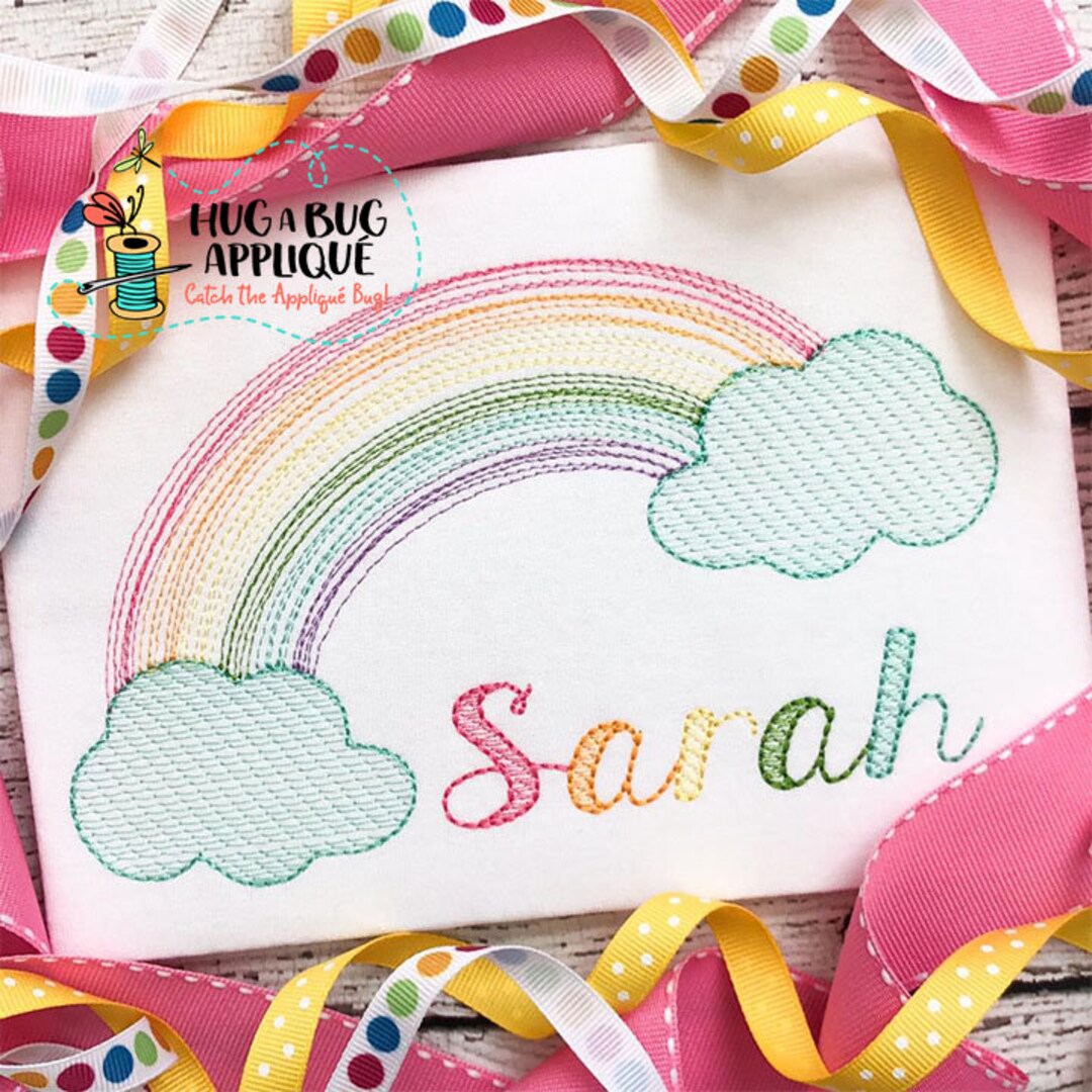 Rainbow Sketch Scribble Stitch Embroidery Design 4x4 5x7 6x10 8x8 8x12 ...