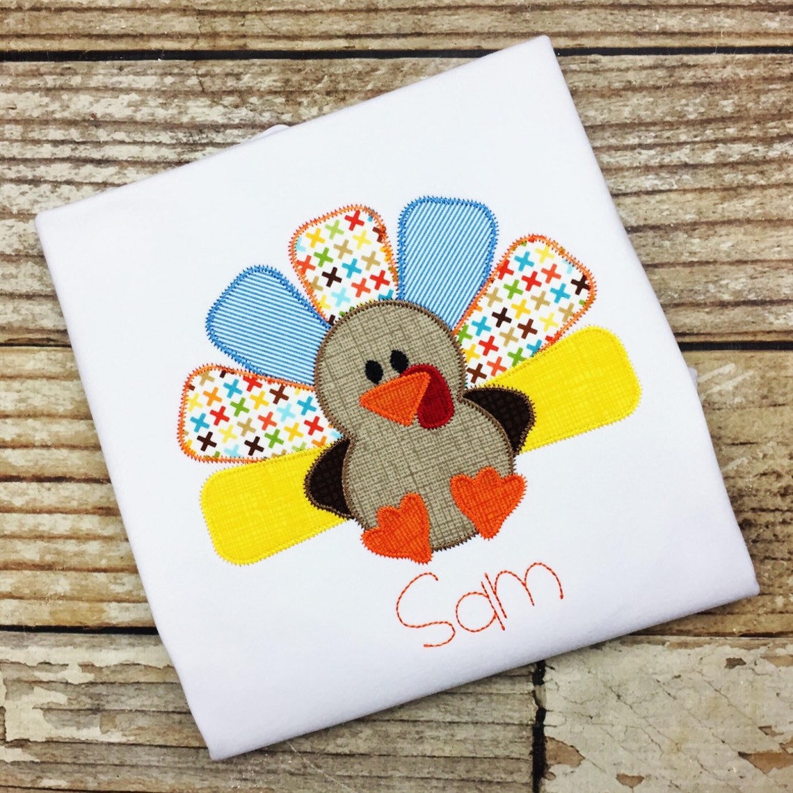 Cute Turkey Thanksgiving Zig Zag Stitch Applique Design 5x7 | Etsy