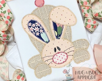 Floppy Ear Bunny Bean Stitch Applique Design 5x7 6x10 8x8 9x9 | Etsy