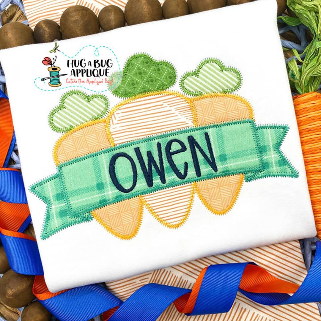 Carrots Banner Zig Zag Stitch Applique Design 5x7 6x10 8x8 8x12 9x9 - Etsy