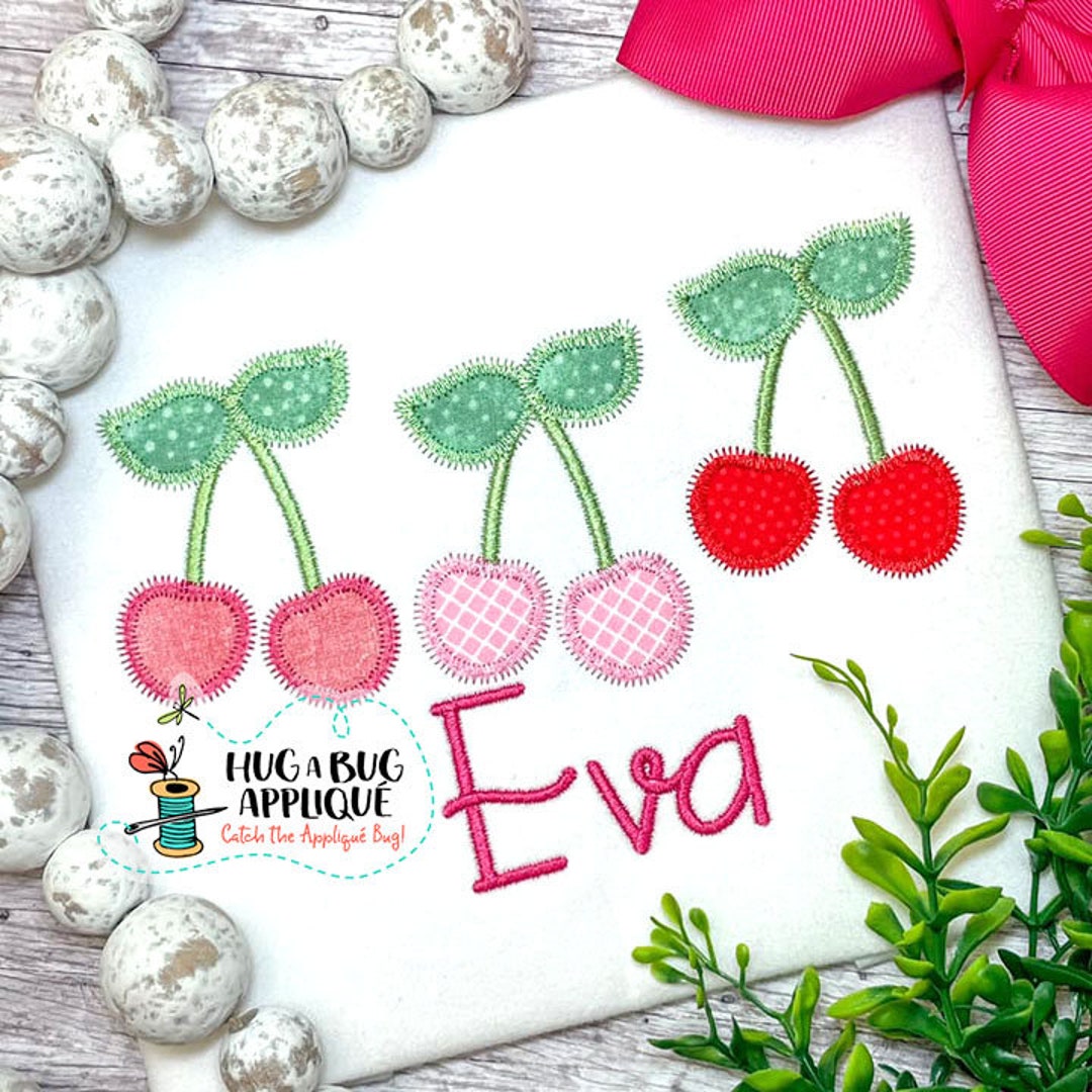 Cherries Trio Zig Zag Stitch Applique Design 5x7 6x10 8x8 8x12 9x9 - Etsy