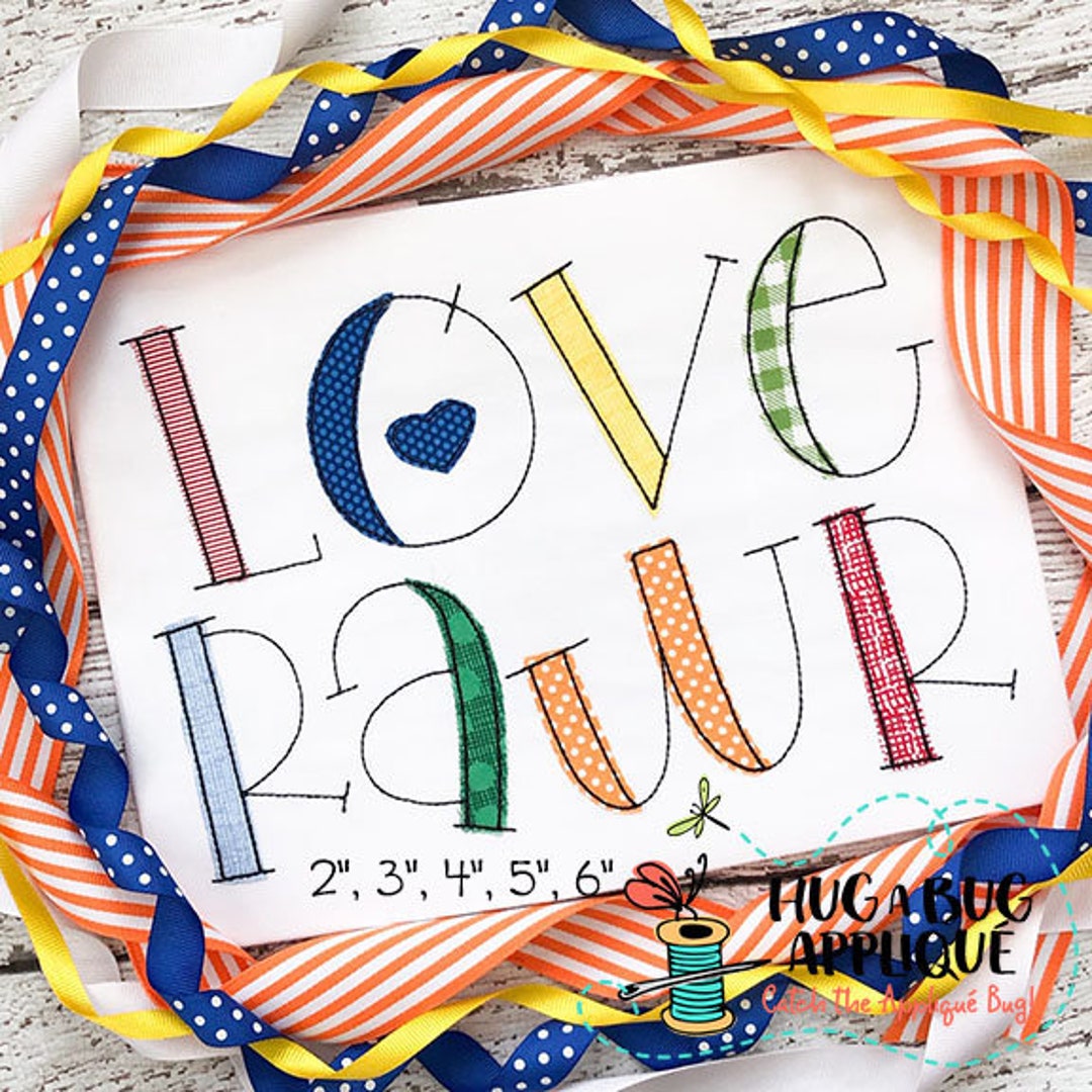 Love Rawr Bean Stitch Applique Font 2", 3", 4", 5", 6" - Etsy