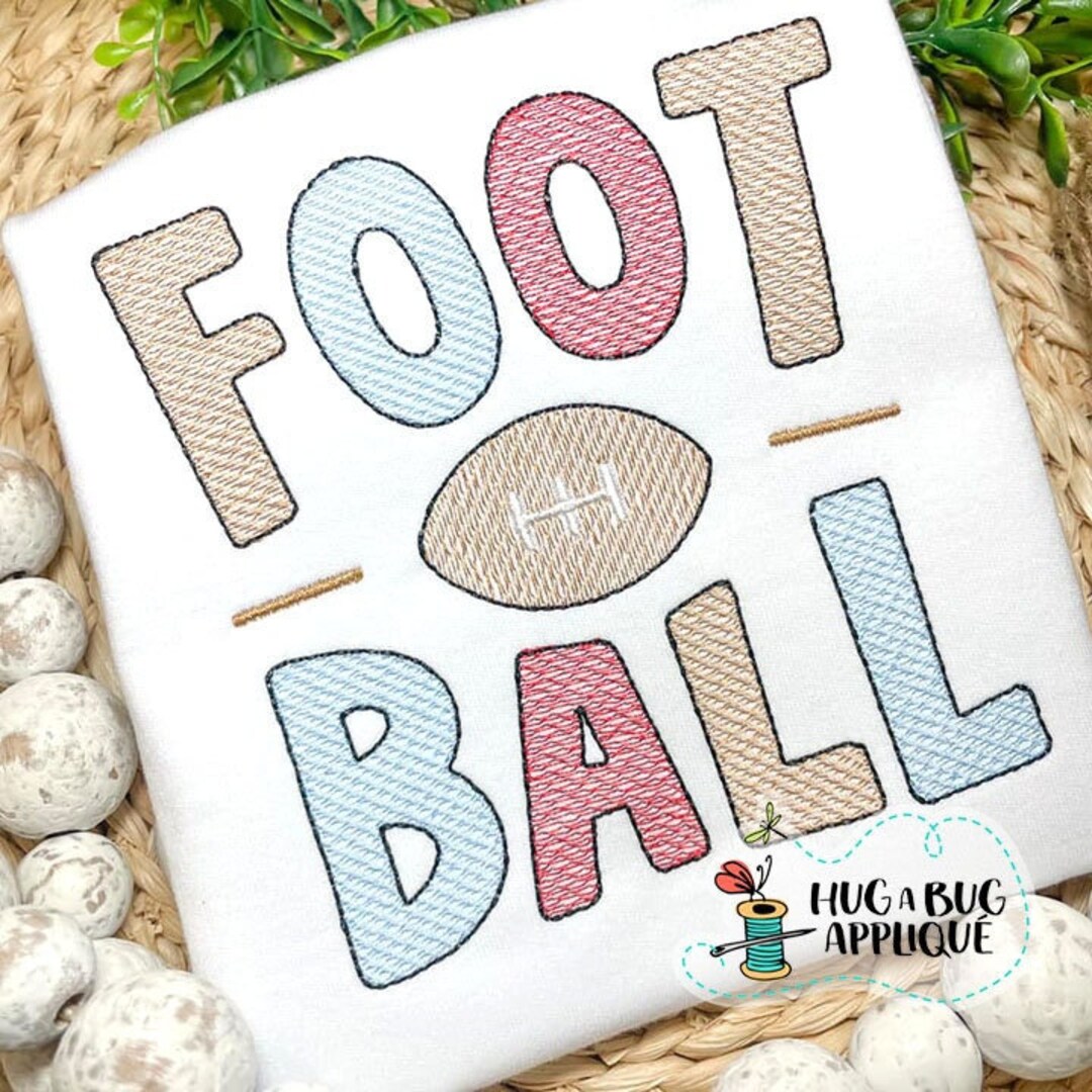 Football Word Art Sketch Stitch Embroidery Design 5x7 6x6 7x7 8x8 9x9 ...