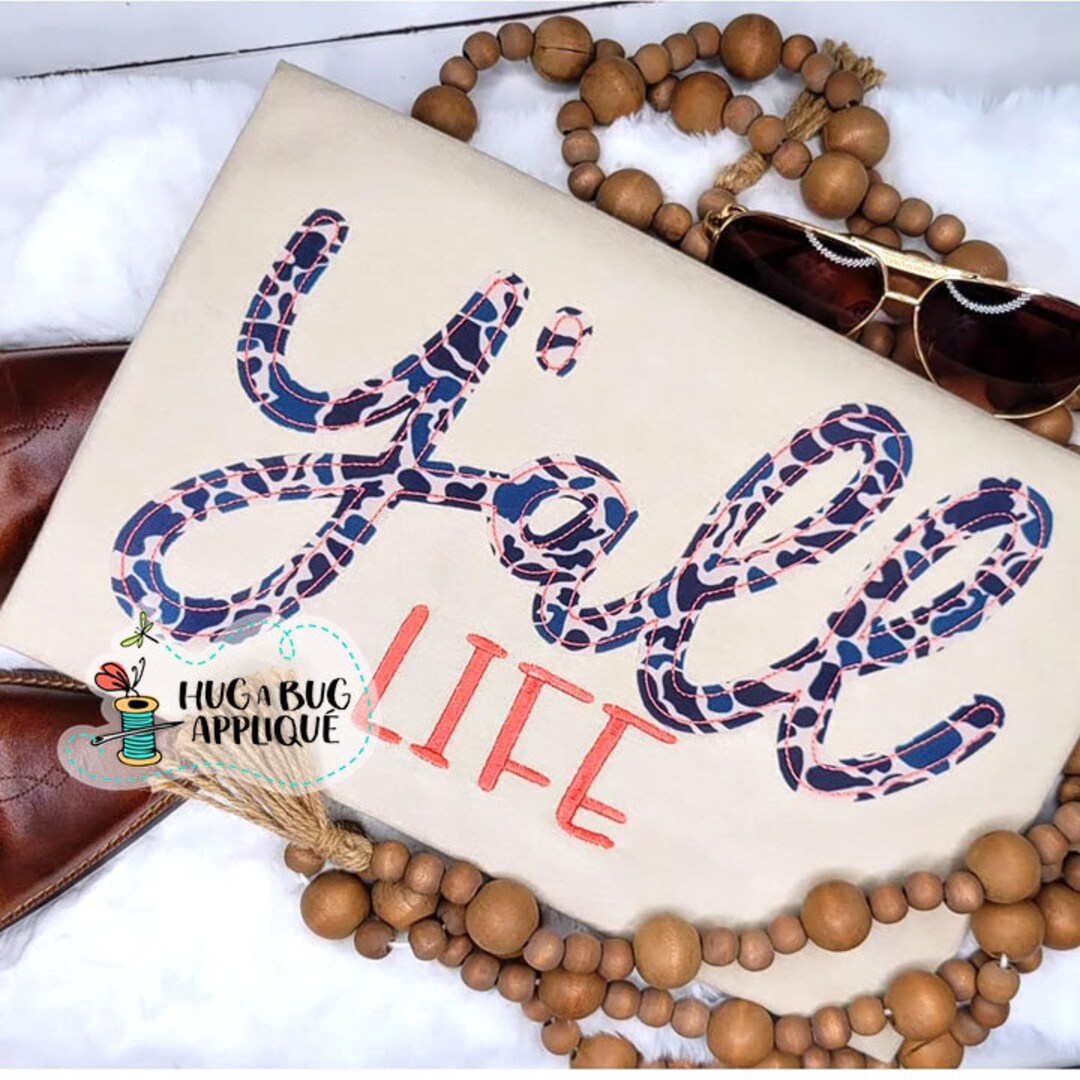 Y'all Life Bean Stitch Applique Design 5x7 6x10 8x8 8x12 9x9 - Etsy