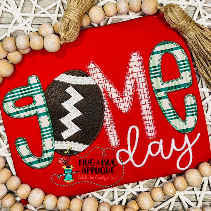 Game Day Football Zig Zag Stitch Applique Design 5x7 6x10 8x8 8x12 9x9 ...