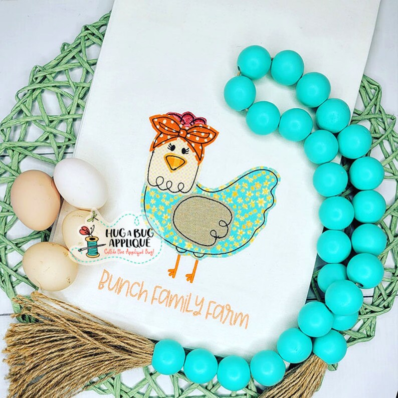 Chicken Bandana Bean Stitch Applique Design 5x7 6x10 8x8 8x12 9x9 - Etsy