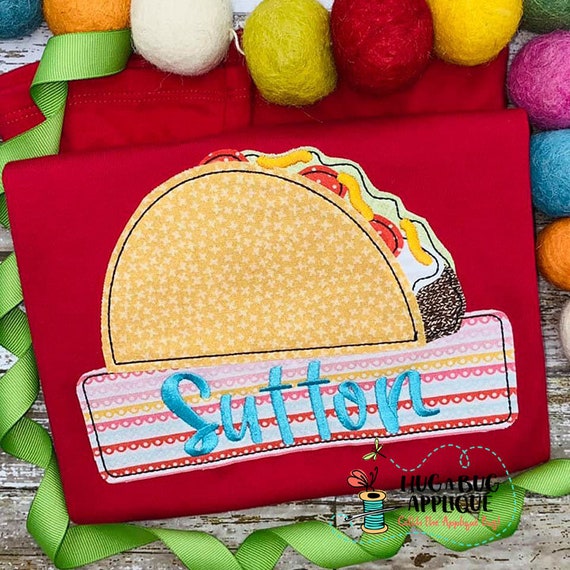 Taco Box Bean Stitch Applique Design 5x7 6x10 8x8 8x12 | Etsy