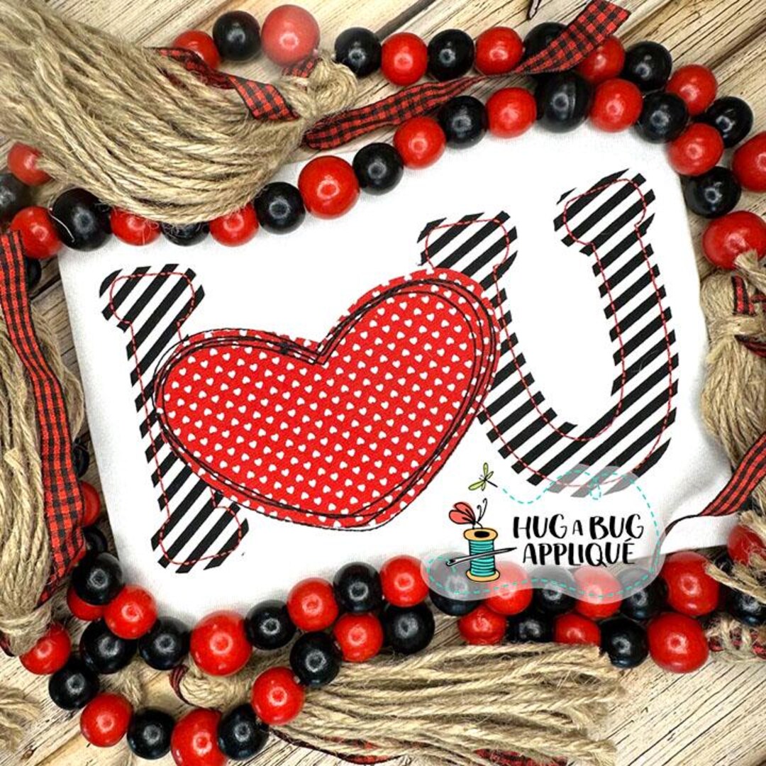 I Love You Heart Bean Stitch Applique Design 5x7 6x10 8x8 8x12 9x9 - Etsy