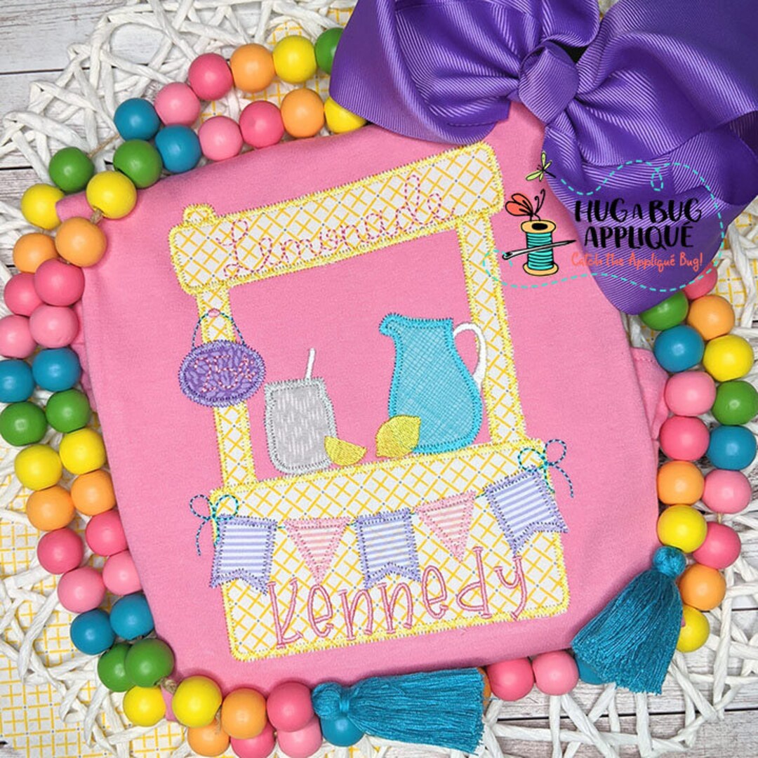 Lemonade Stand Zig Zag Stitch Applique Design 5x7 6x10 8x8 8x12 - Etsy
