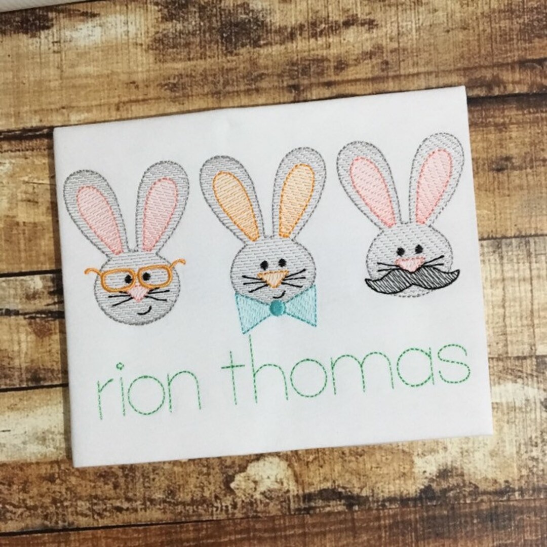 Rabbit Trio Sketch Embroidery Design 5x7 6x10 8x8 8x12 - Etsy