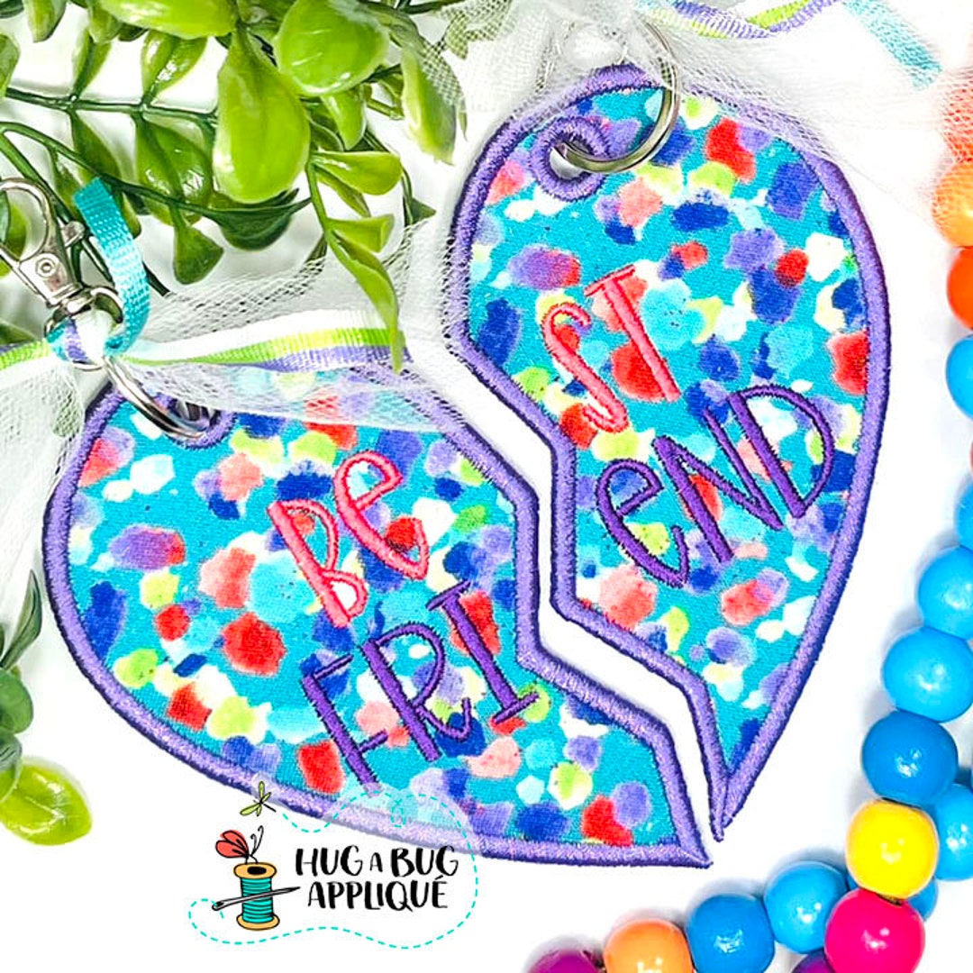 Best Friend Bag Tag in the Hoop Applique Design 4" 4.5" 5" 5.5" 6" - Etsy