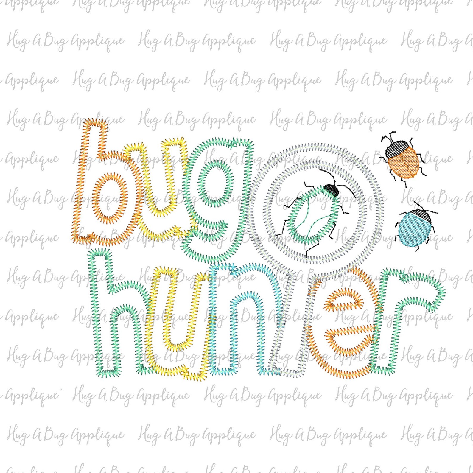 Bug Hunter Magnifying Glass Zig Zag Stitch Applique Design 5x7 | Etsy