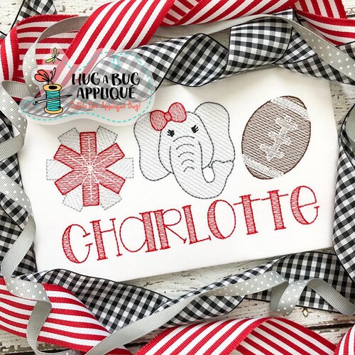 Helmet Elephant Football Sketch Stitch Embroidery Design 5x7 - Etsy