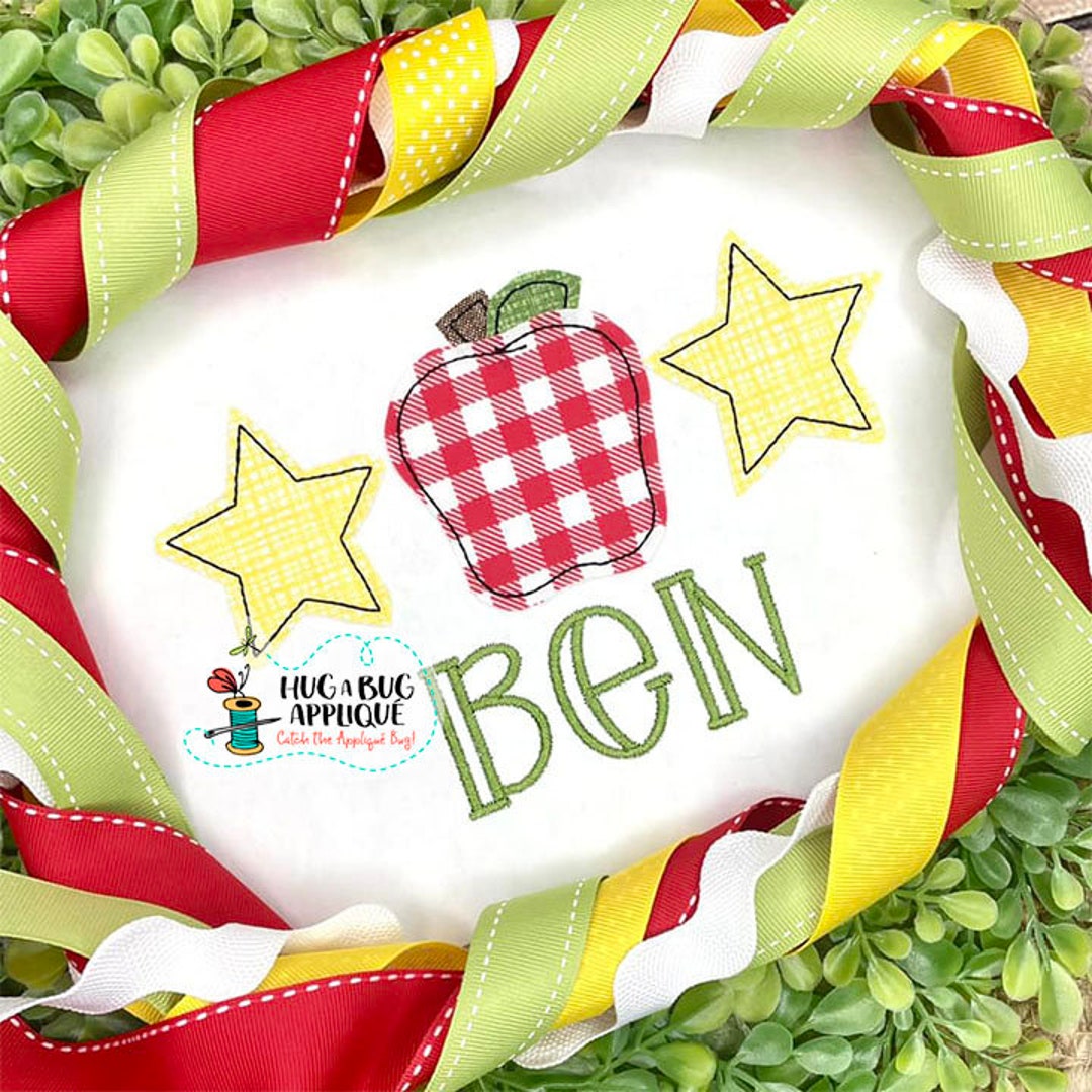 Stars Apple Trio Bean Stitch Applique Design 5x7 6x10 8x8 9x9 8x12 - Etsy