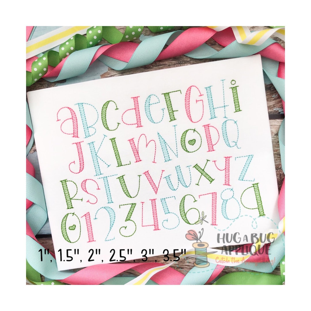 Love Rawr Sketch Stitch Embroidery Font 1" 1.5" 2" 2.5" 3" 3.5" - Etsy