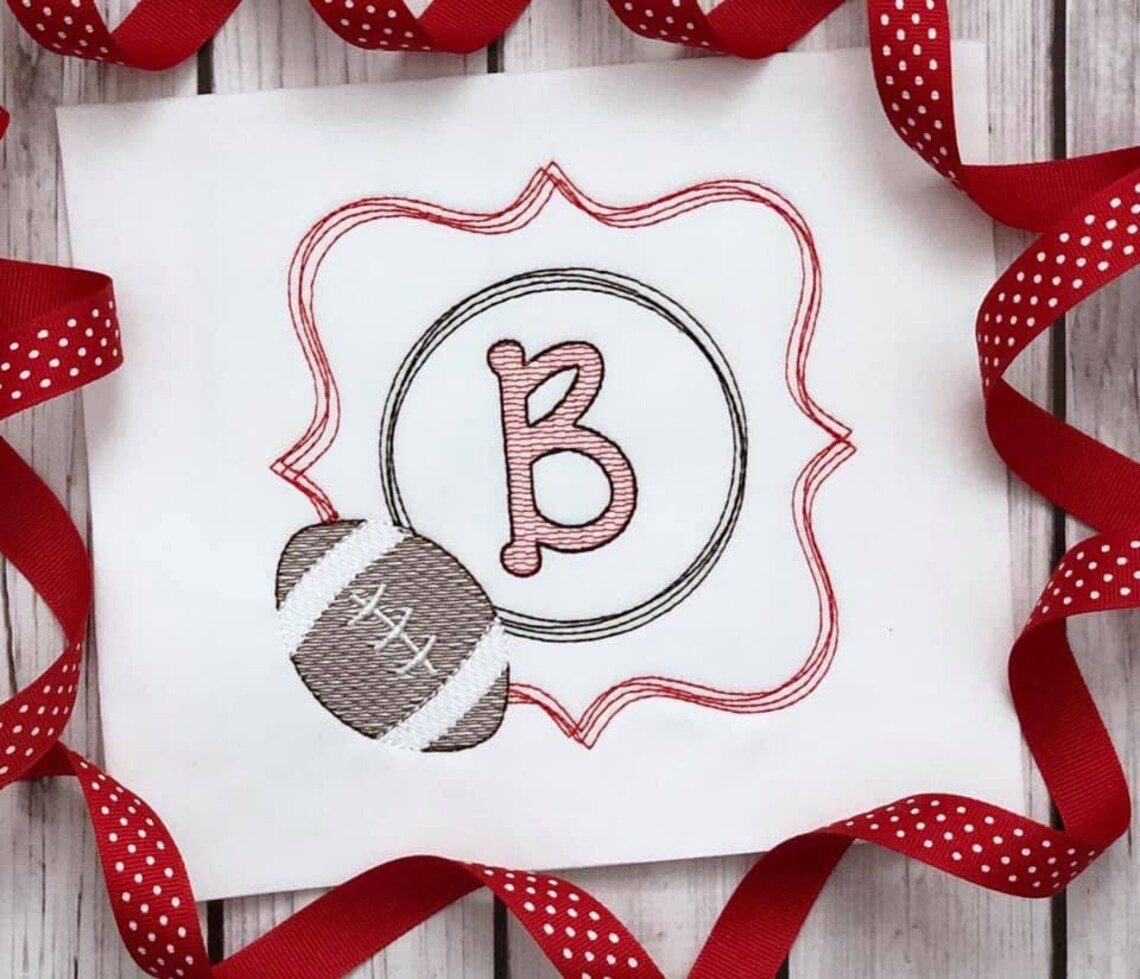 Football Frame Scribble Stitch Embroidery Design 5x7 6x10 7x7 - Etsy
