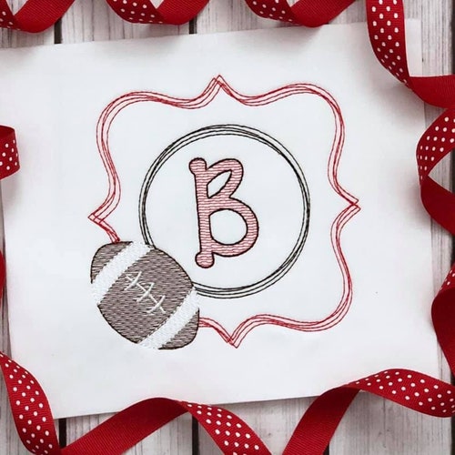 Football Circle Frame Scribble Stitch Embroidery Design 5x7 - Etsy
