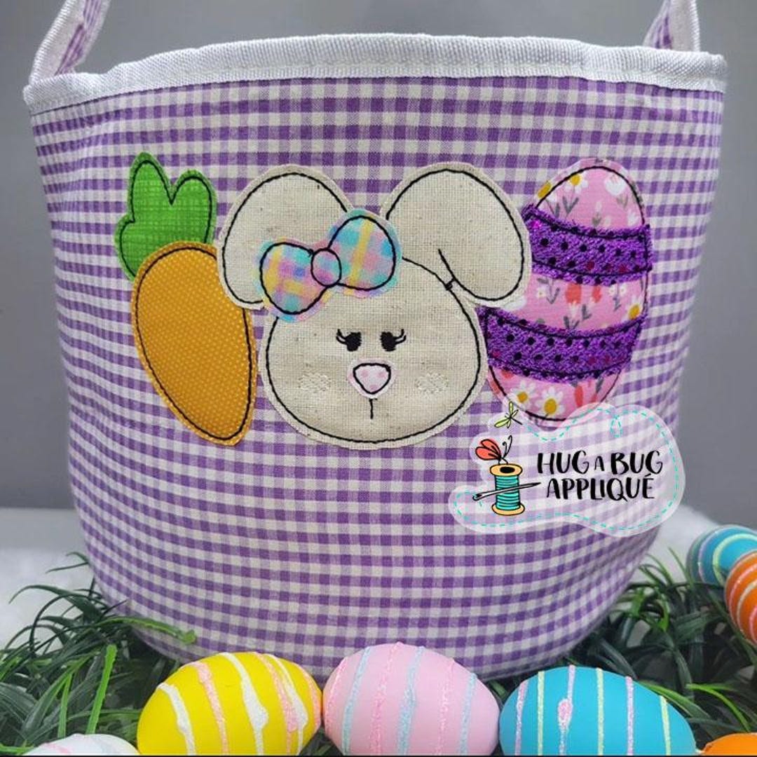 Carrot Bunny Bow Egg Bean Stitch Applique Design 5x7 6x10 8x8 8x12 9x9 ...