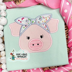 Pig Head Bandana Satin Stitch Applique Design 5x7 6x10 8x8 8x12 9x9 - Etsy