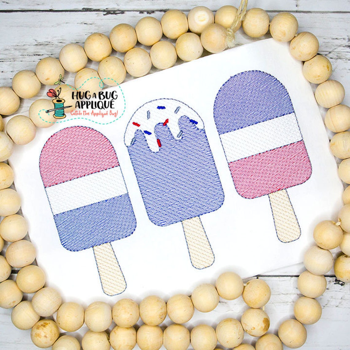 Popsicles Trio Sketch Stitch Embroidery Design 5x7 6x10 8x8 - Etsy