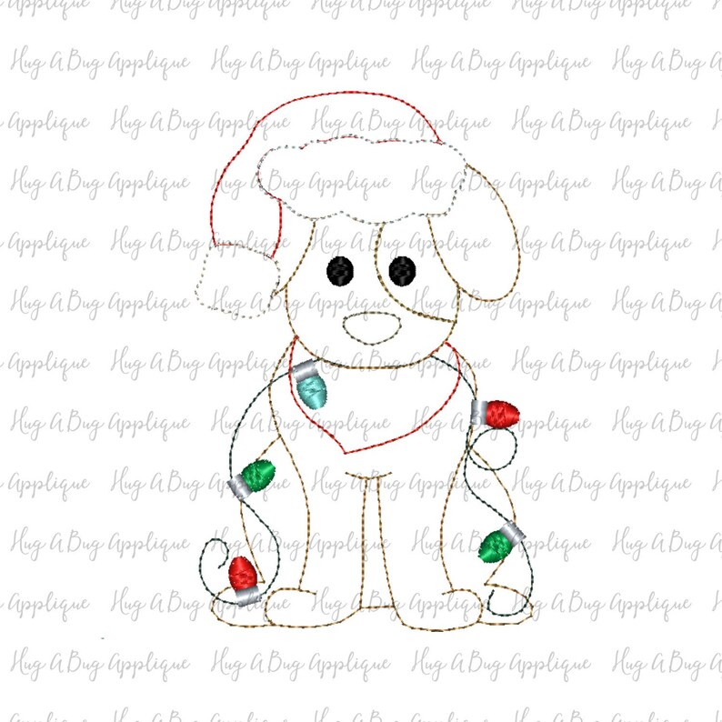 Dog String Lights Bean Stitch Applique Design 5x7 6x10 8x8 9x9 - Etsy