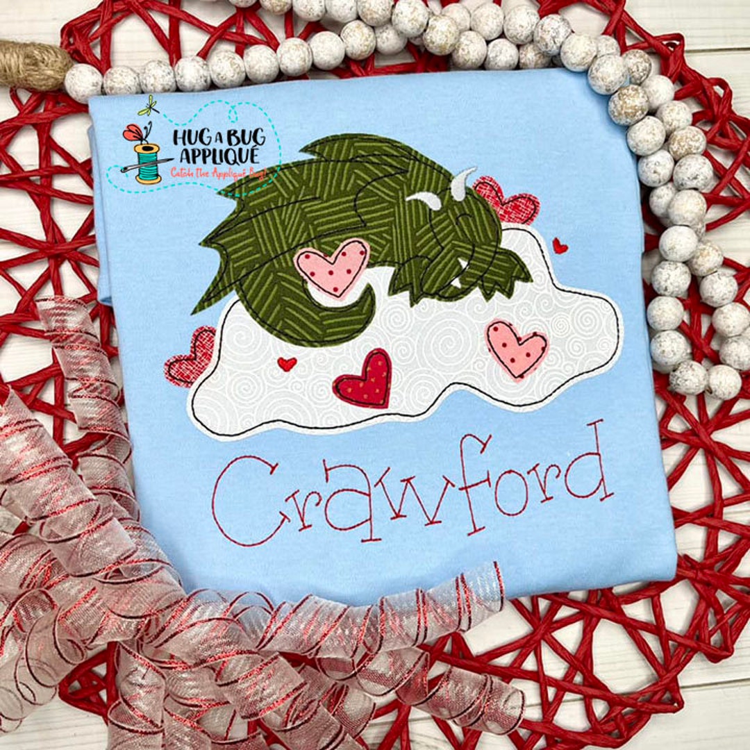 Heart Hoarding Dragon Bean Stitch Applique Design 5x7 6x10 8x8 8x12 9x9 ...