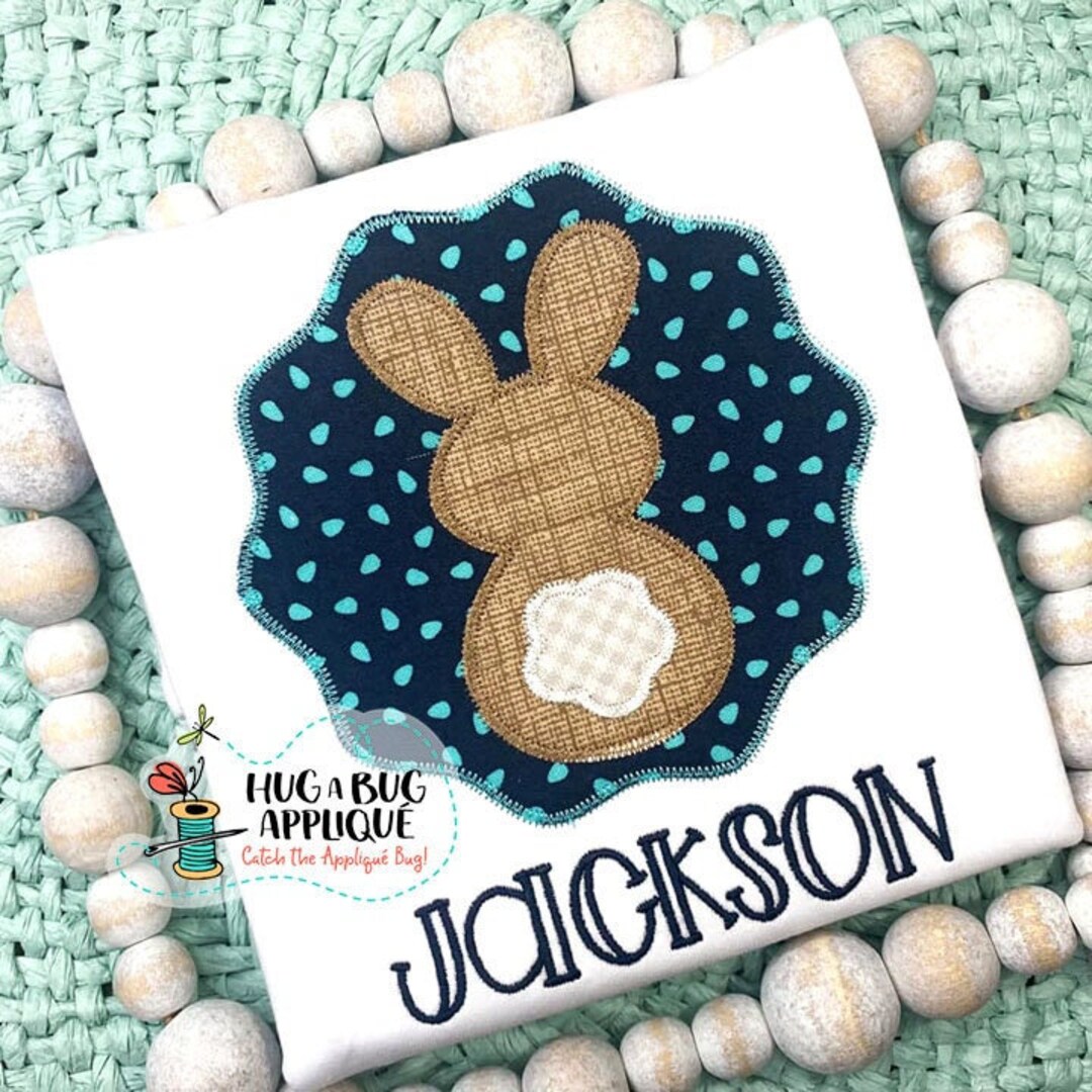 Wavy Circle Bunny Zig Zag Stitch Applique Design 4x4 5x7 6x6 7x7 8x8 ...